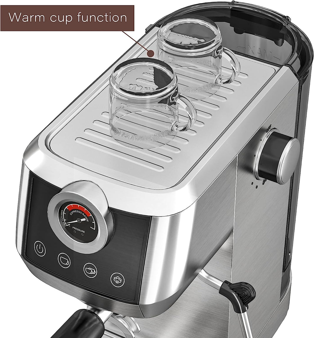 Wirsh 20 Bar Espresso Machine with Plastic Free Portafitler and Steame